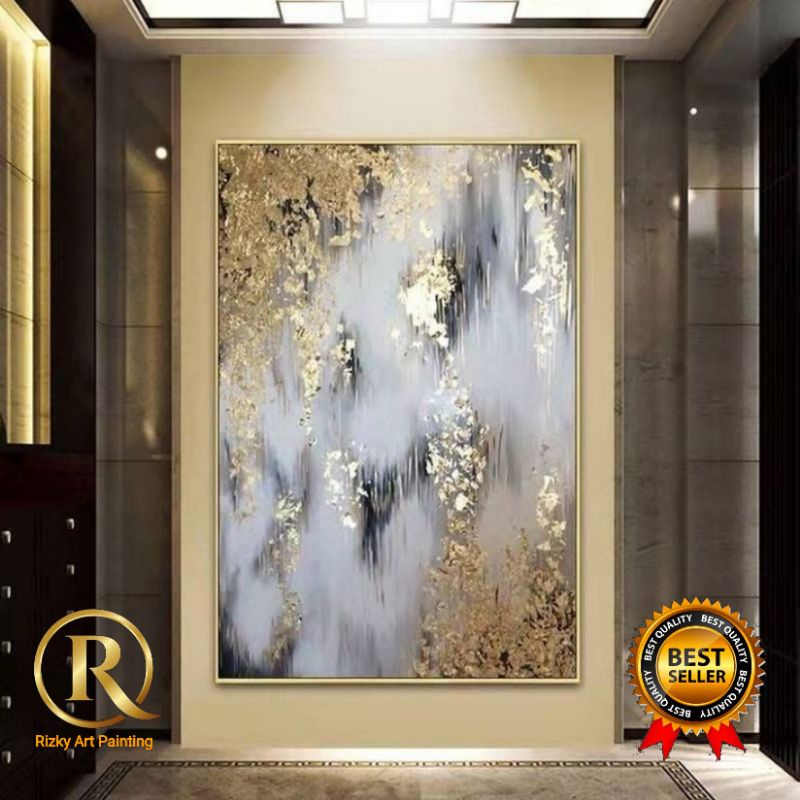 Jual Lukisan Modern Gold Tekstur Timbul Plus Frame | Shopee Indonesia