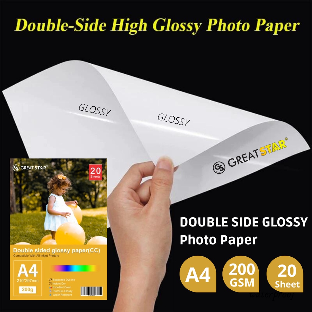 Jual DOUBLE SIDE GLOSY/PHOTO PAPER A4/20lembar waterproff | Shopee ...