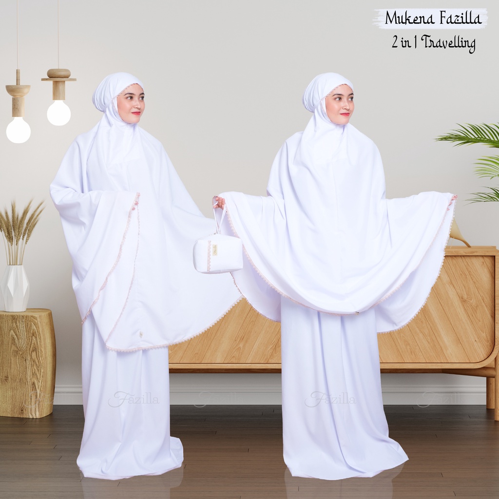 Jual Mukena Putih Polos Dewasa Katun Premium Jumbo 2 in 1 By Fazilla ...
