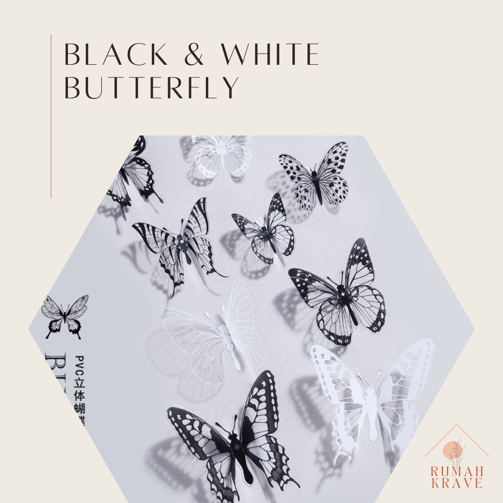 Jual RUMAH KRAVE - Black White Butterfly Hitam Putih Kupu-kupu Dekorasi ...