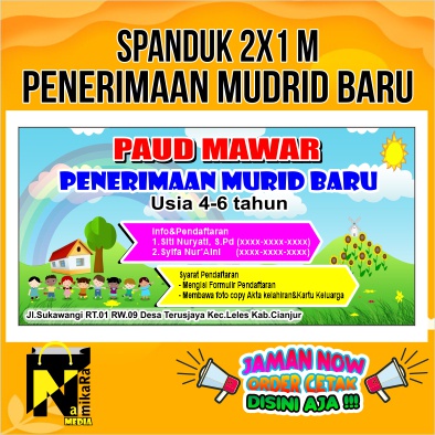 Jual Spanduk banner backdrop Penerimaan Murid Baru, Paud, TK, Dll murah ...