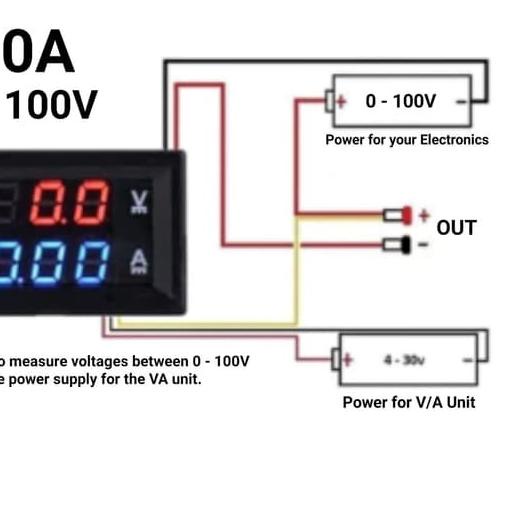 Jual Dual Volt Amper Meter Digital 10 Amper Meter Voltmeter 0-100V ...