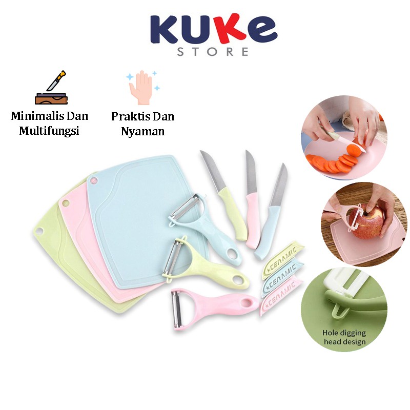 Jual KUKE Pisau set Ceramic Keramik / Pisau Set Keramik 3in1 / Talenan ...