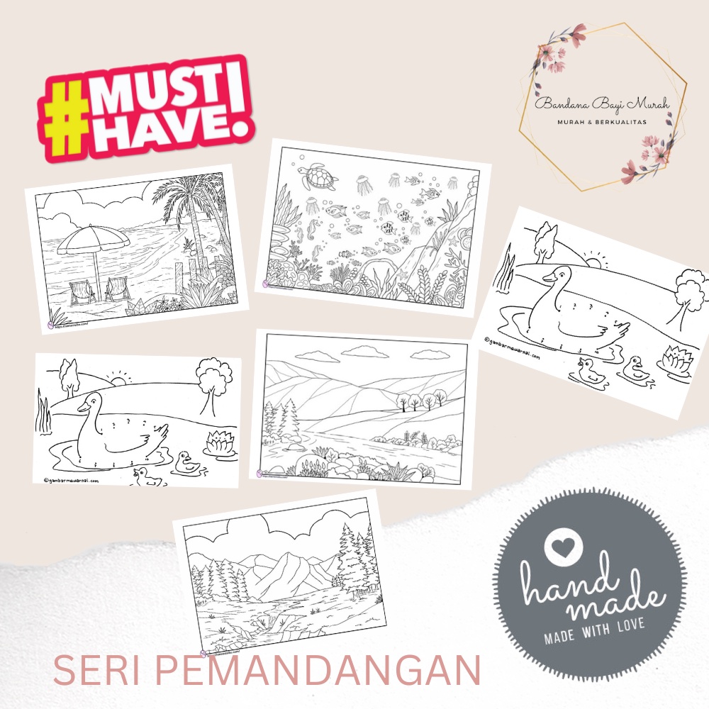 Jual 5 LEMBAR MEWARNAI ANAK TK PAUD TEMA PEMANDANGAN ALAM WORKSHEET ...