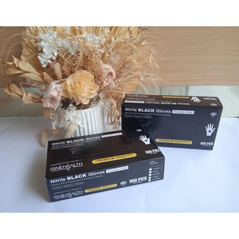 Jual ONE HEALTH-Sarung Tangan Nitrile Black Tato /sarung tangan karet ...