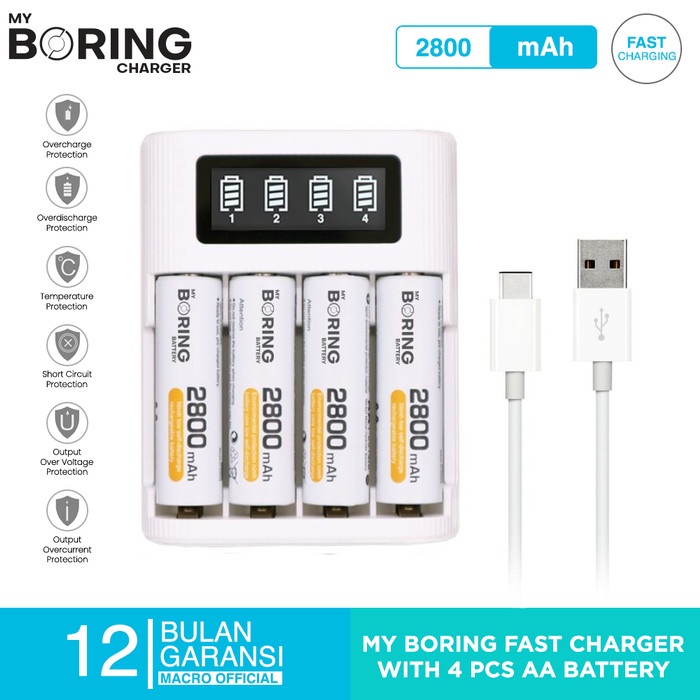 Jual Baterai Set Aa 4Pcs Battery My Boring With Quick Smart Charger ...