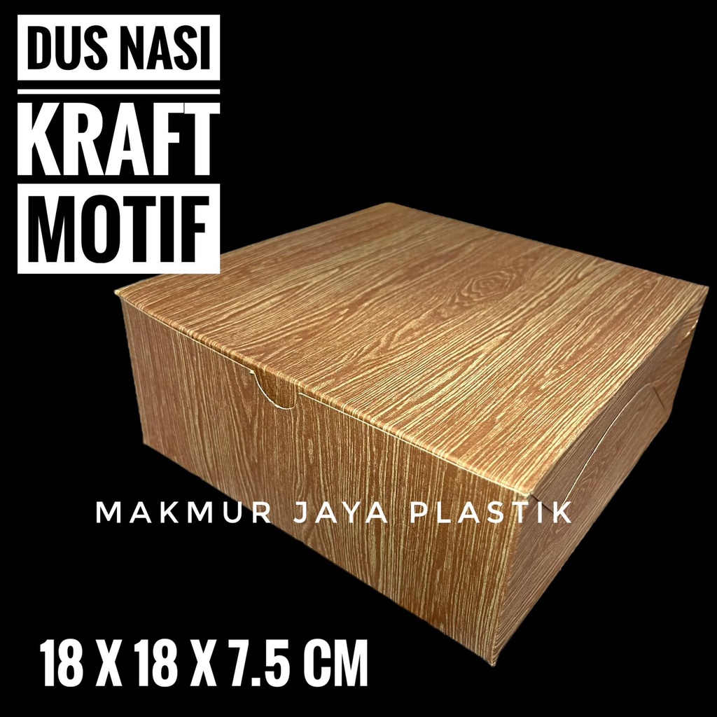 Jual DUS KRAFT NASI / BOX COKLAT MOTIF KAYU UKURAN 18 X 18 | Shopee ...