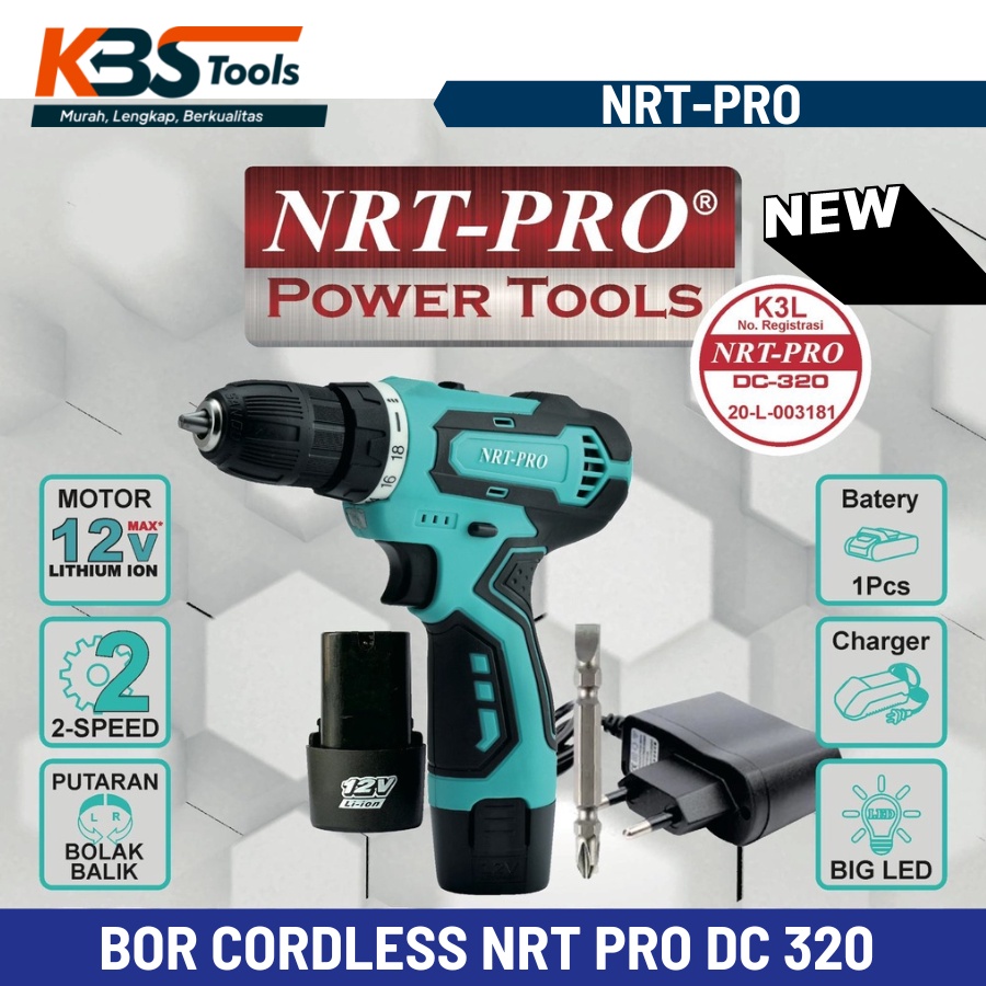 Jual Mesin Bor Baterai 12V NRT PRO DC 320 - Cordless Drill - Bor tanpa ...