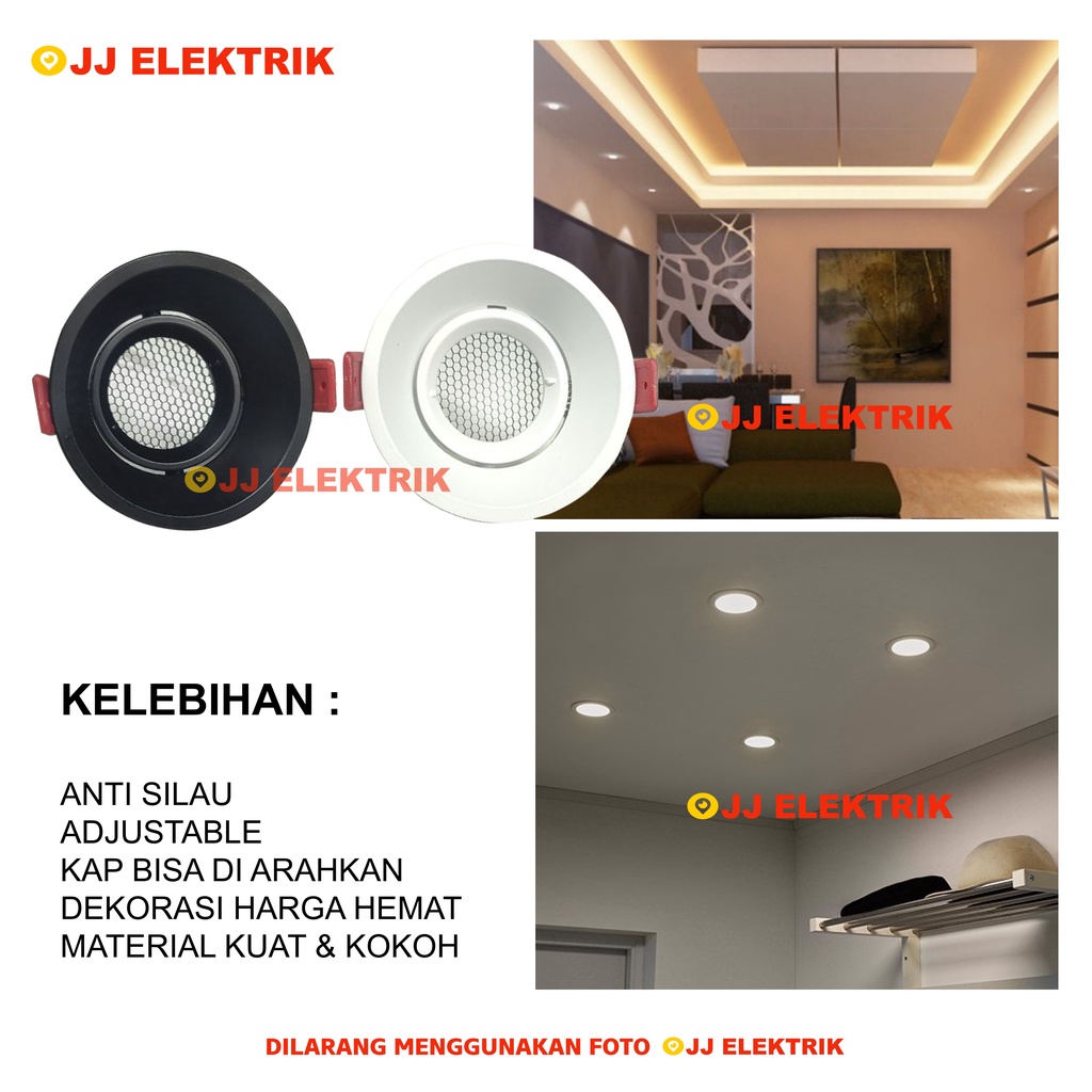 Jual Kap Rumah Lampu Downlight Plafon Fitting MR16 Tusuk Halogen Anti Silau Honeycomb Sorot Spot ...