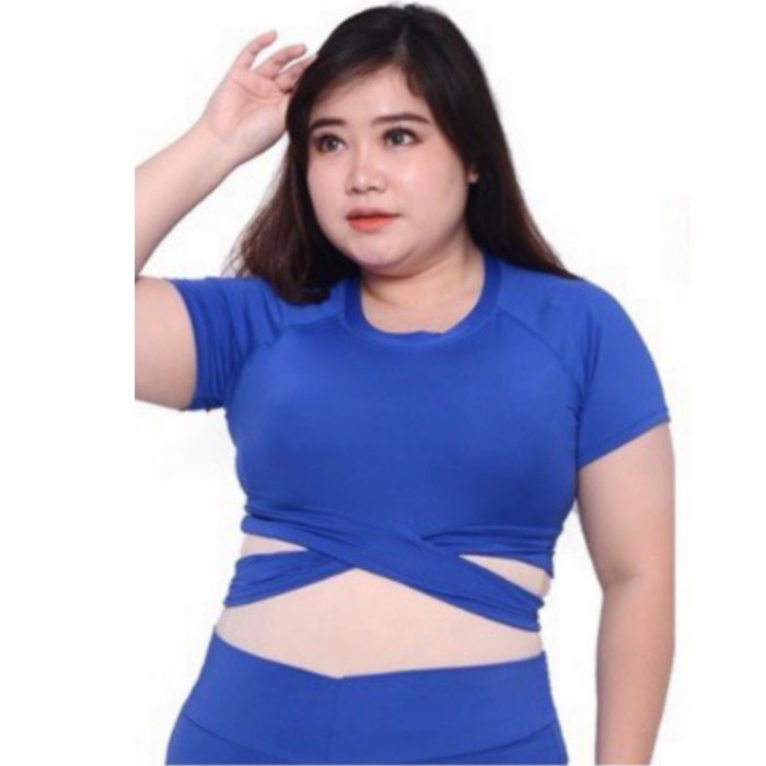 Jual JUMBO atasan senam yoga gym fitnes baju olahraga plus size crop ...