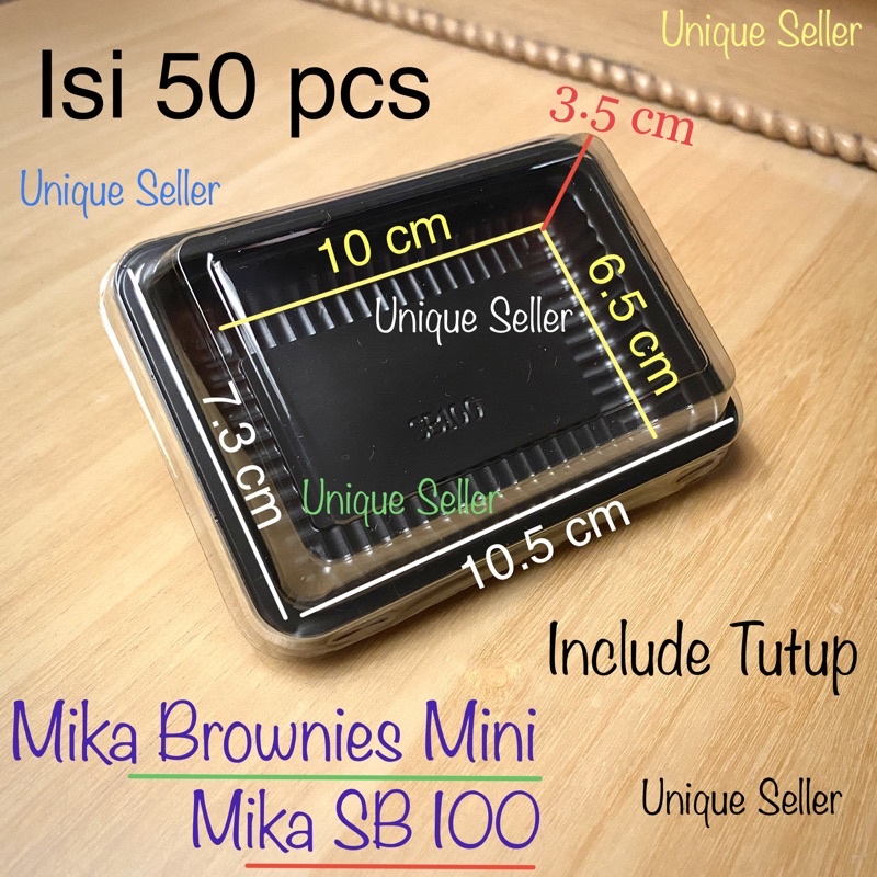 Jual [isi50] Mika SB 100 Uk 10.5x7x3.5 cm / Mika Kue SB100 / Mika Kue Kotak Persegi Brownies ...