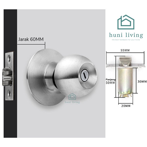 Jual Kunci Pintu Kamar Mandi Bulat Onat / Tarikan Gagang Handle Putar ...