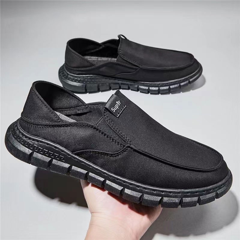 Jual Highland Sepatu Pria Slip on Hitam Jalan Pria Kasual Sepatu Slop ...