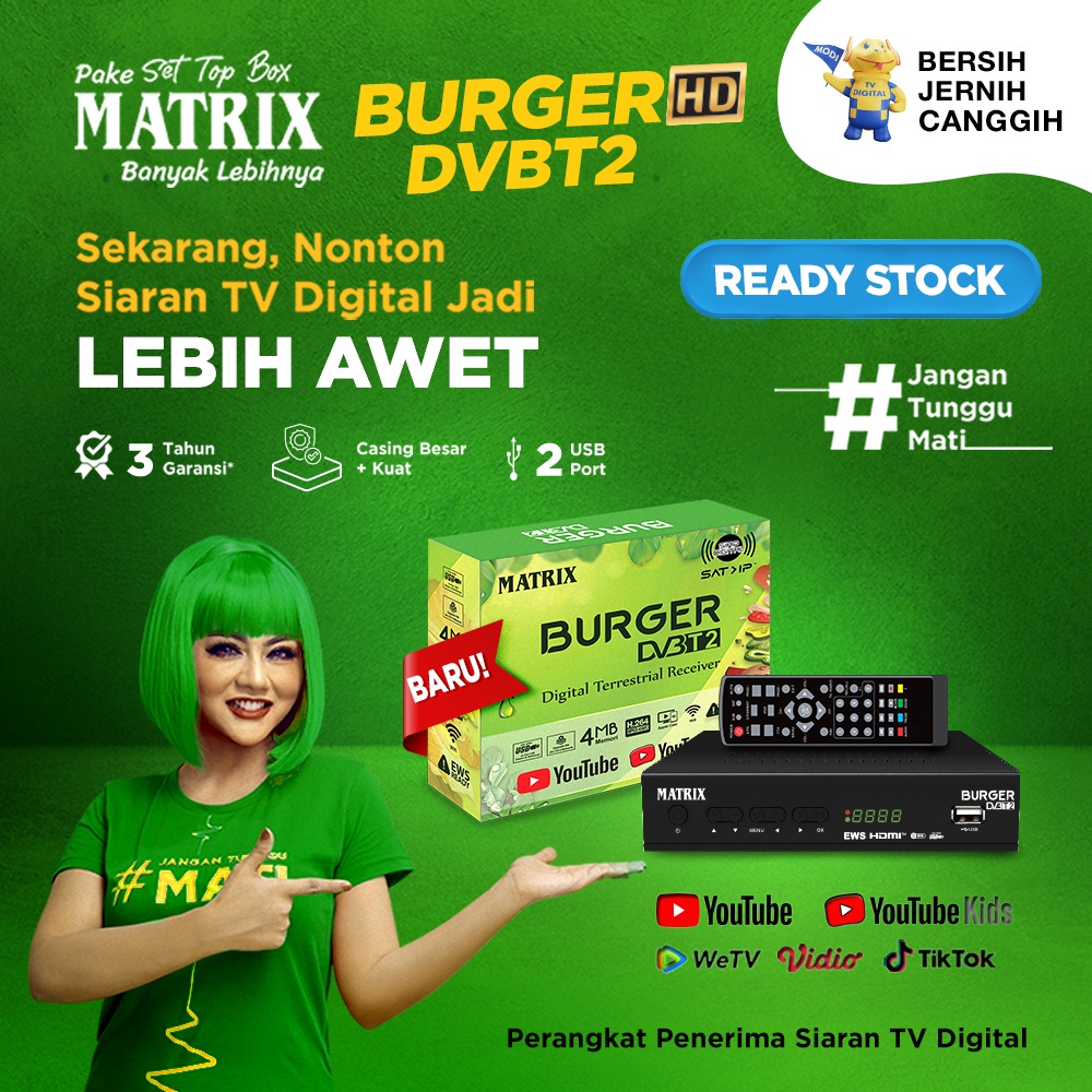 Jual Set Top Box Matrix Burger Set Top Box Matrix Hijau HD STB Digital ...