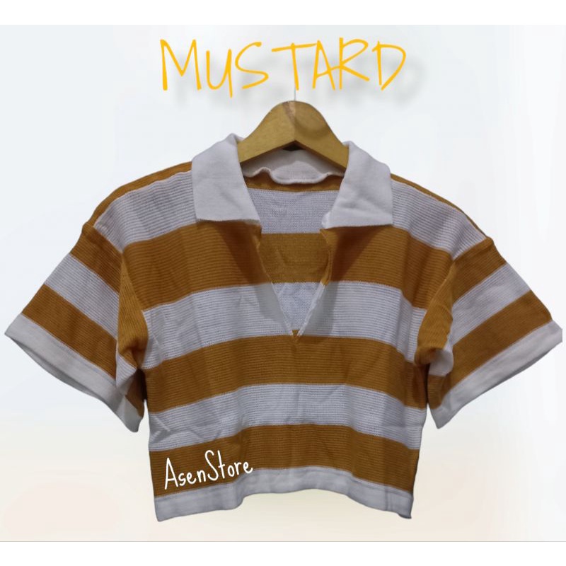 Jual AFI - EC - RJT Collar knit / korean stripped short sleeve collar ...