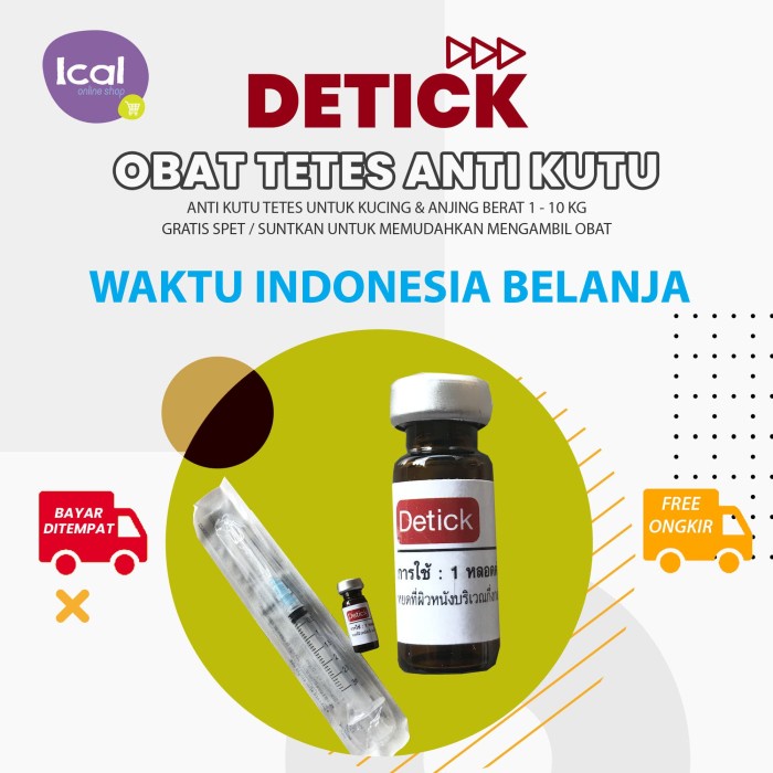 Jual Detick 1ml Obat Kutu Kucing Kutuan Berat Maksimal 10Kg | Shopee ...