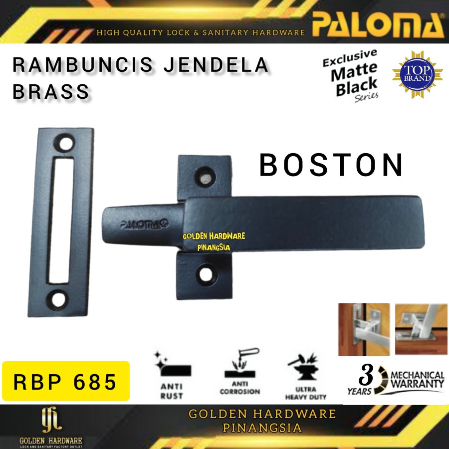 Jual RAMBUNCIS GRENDEL SLOT SELOT KUNCI JENDELA KAYU HITAM PALOMA RBP ...