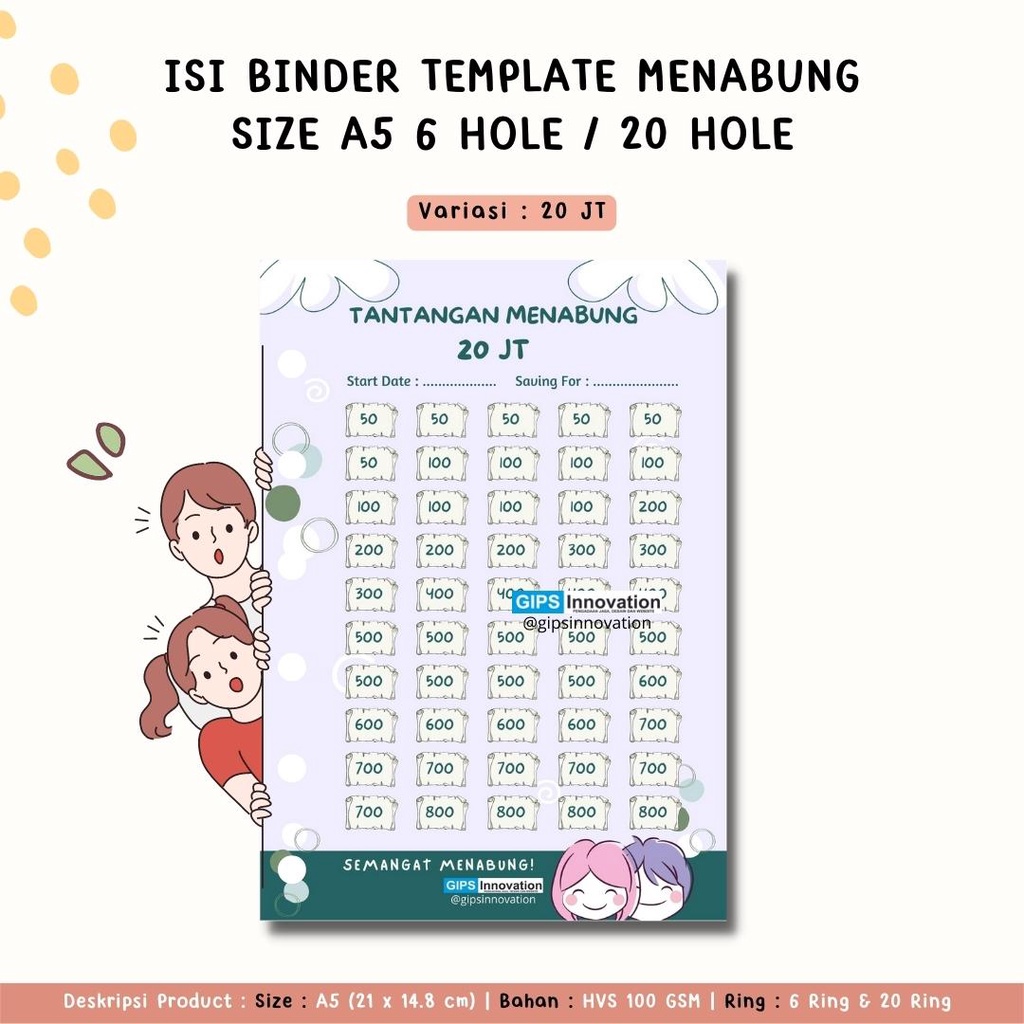 Jual Isi Binder A5, Template Menabung, Binder Budgeting Sinking Funds 6 ...