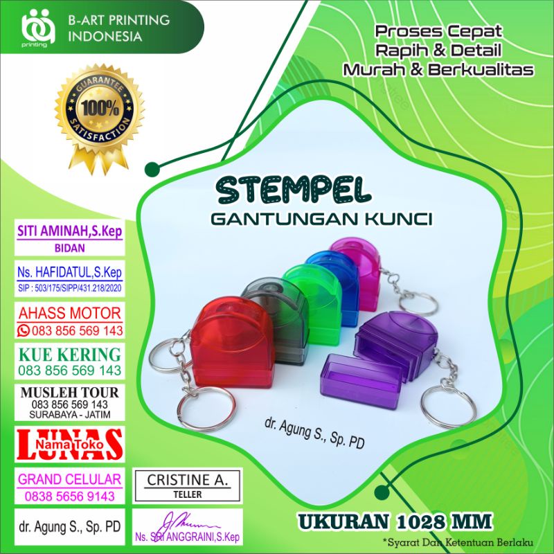 Jual STEMPEL NAMA BIDAN, DOKTER, UKURAN 28X10 MM, APOTEKER, JABATAN, NO HP. CUSTOM STEMPEL TOKO ...