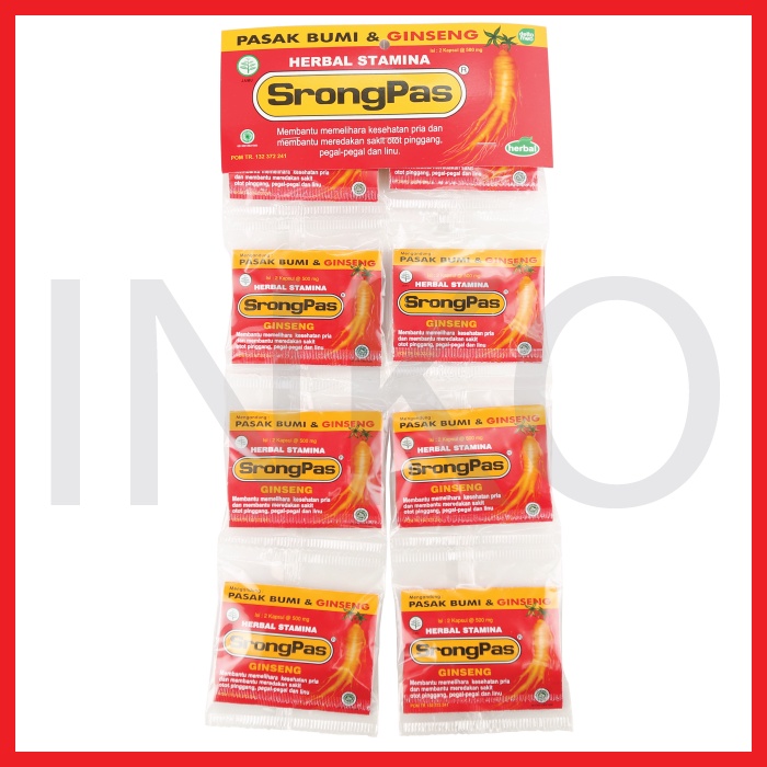 Jual SRONGPAS HERBAL STAMINA PASAK BUMI DAN GINSENG RENCENG 20X2KAPSUL ...