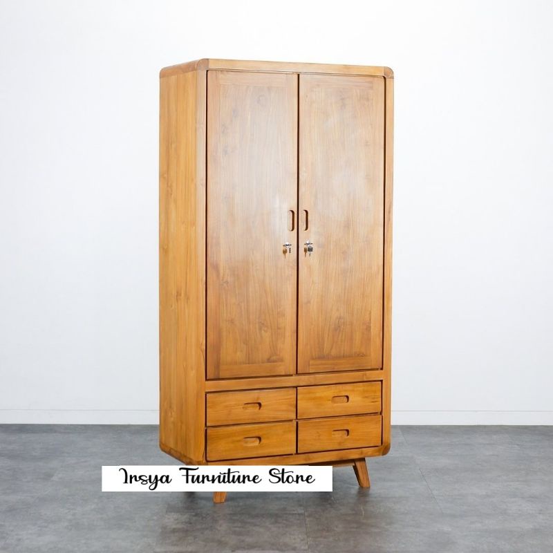 Jual Lemari Pakaian Minimalis Modern Kayu Jati - Almari Kayu Jati 2 ...
