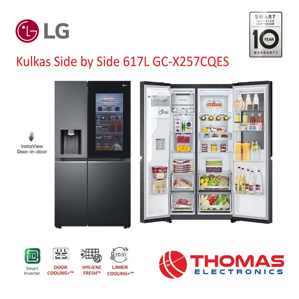 Jual LG Kulkas Side by Side GC X 257 CQES Dispenser InstaView 617L Garansi Resmi | Shopee Indonesia