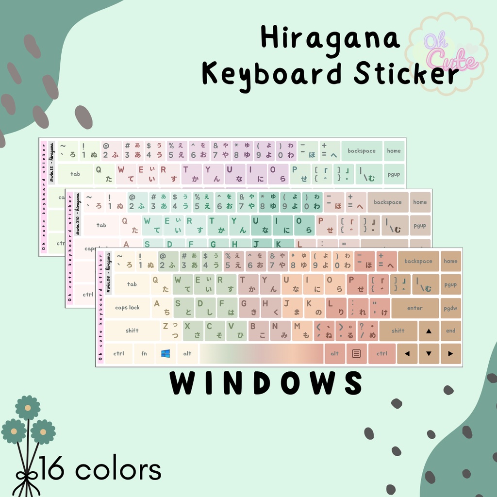 Jual OH CUTE Japanese Hiragana Keyboard Sticker for Windows - Aesthetic ...