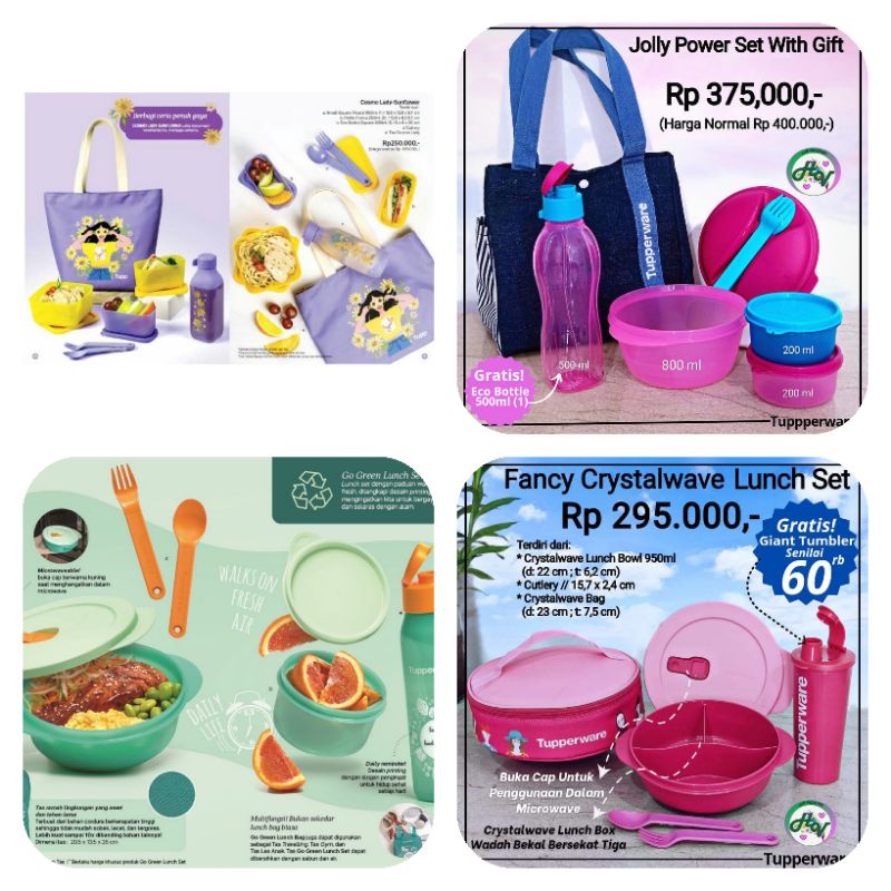 Jual Tupperware Aneka Lunch Set Fit to go/ Simply Lunch Set / Cosmo ...