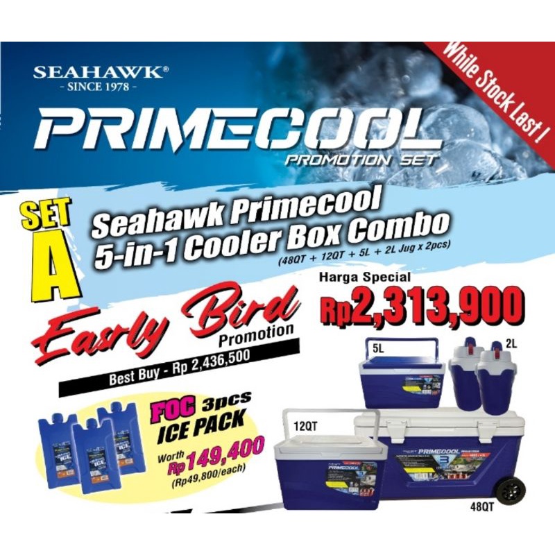 Jual (5 in1) Seahawk prime cool box set / cooler box seahawk set ...