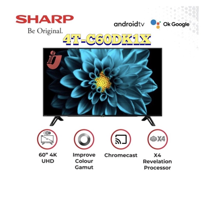 Jual SHARP 60 Inch 4T-C60DK1X LED TV 4K Ultra-HDR Android TV New Series ...