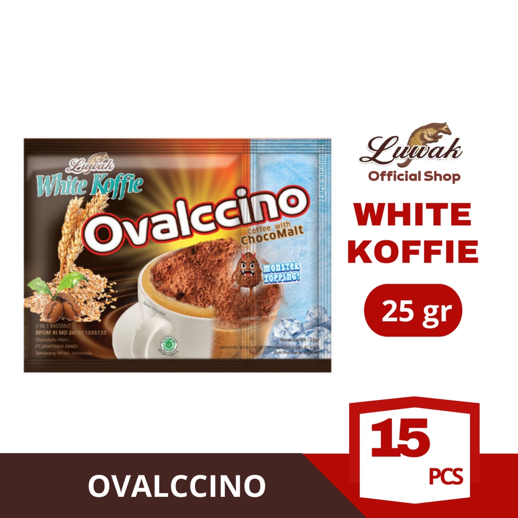 Jual Kopi Luwak White Koffie Ovalcino Renceng 15x25gr Buy 2 Get 1 ...