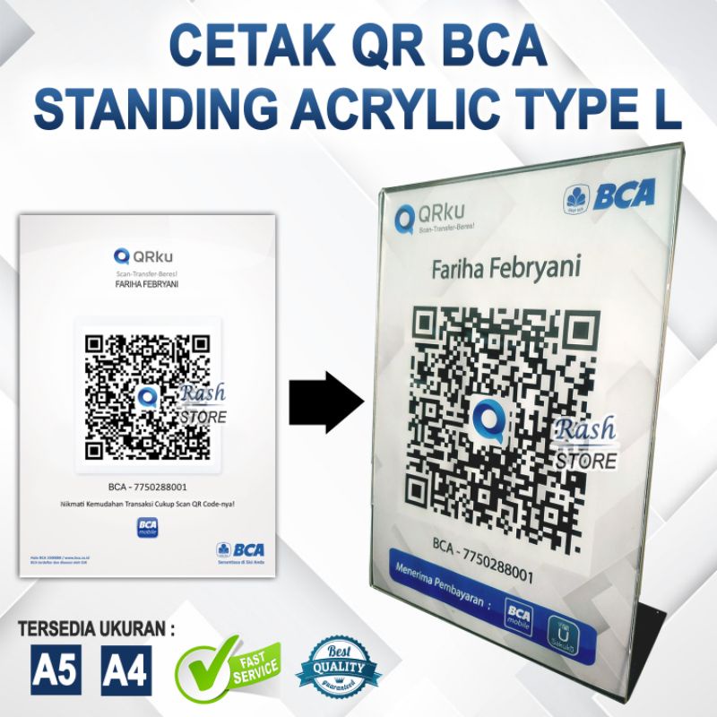 Jual CETAK/PRINT KHUSUS QR BCA QRKU | STANDING ACRYLIC TYPE L | Shopee ...