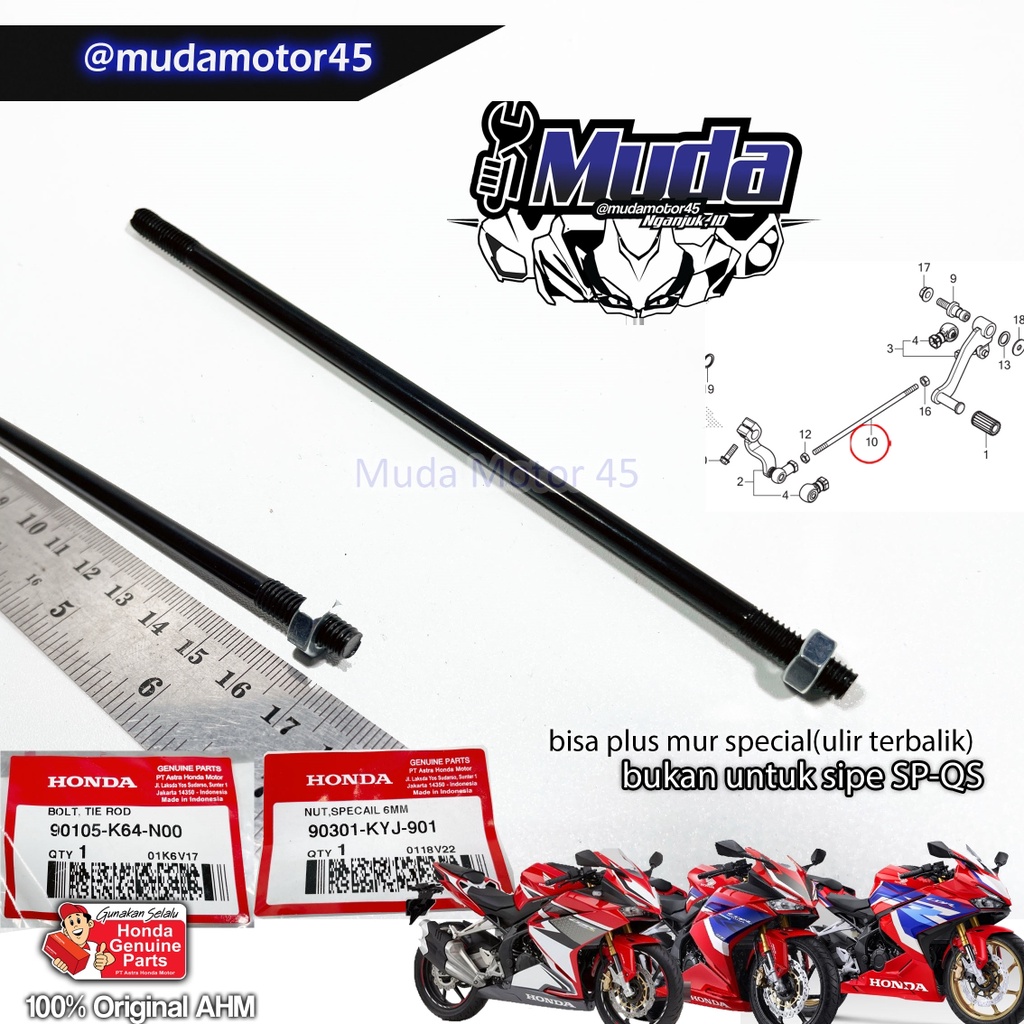 Jual KAWAT STICK PERSNELING CBR250RR NON QS 90105-K64-N00 BOLT TIE ROD CBR 250 RR STIK UNDERBONE ...