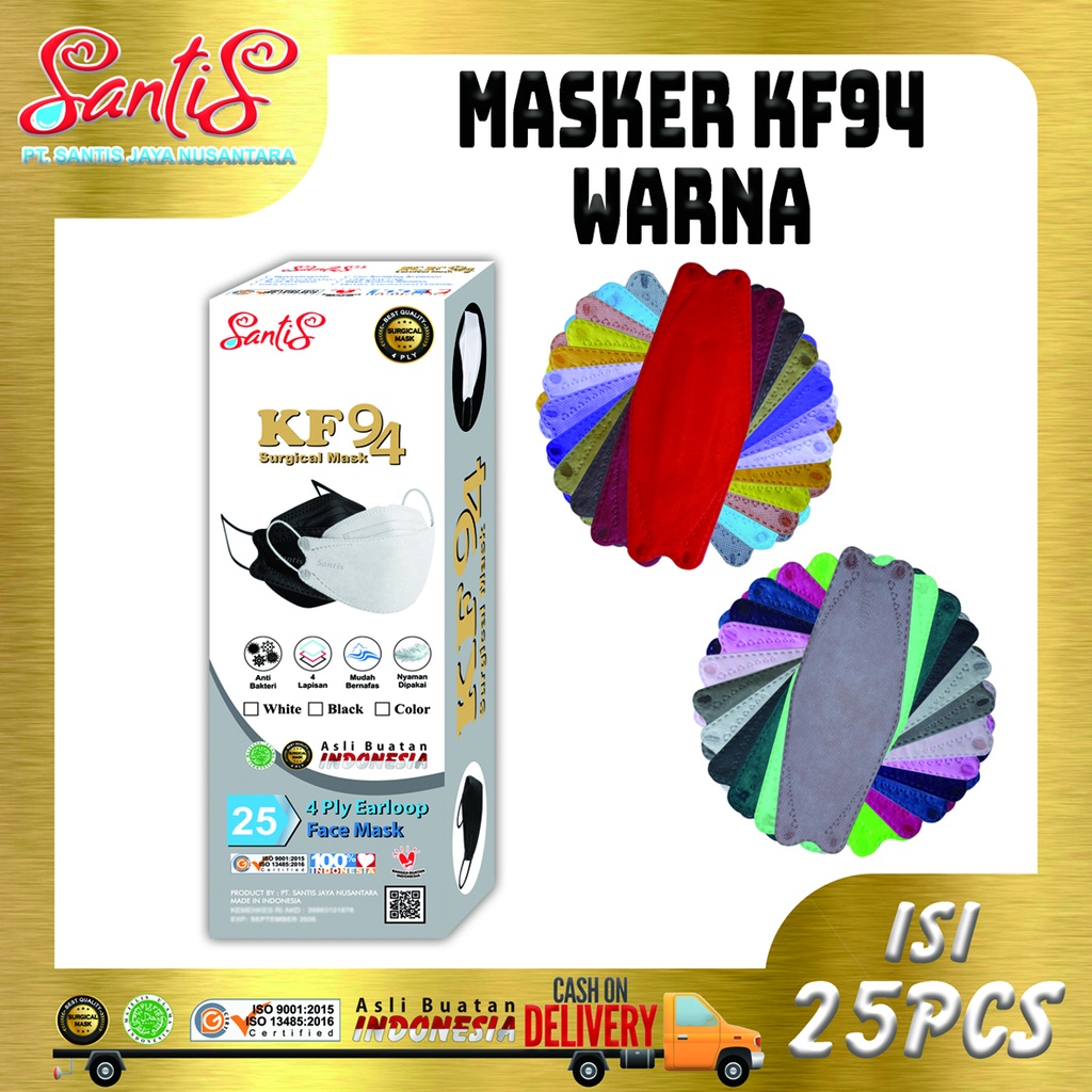 Jual Masker KF94 Premium Colour/Warna 4 ply Santis (isi 25pc) | Shopee Indonesia
