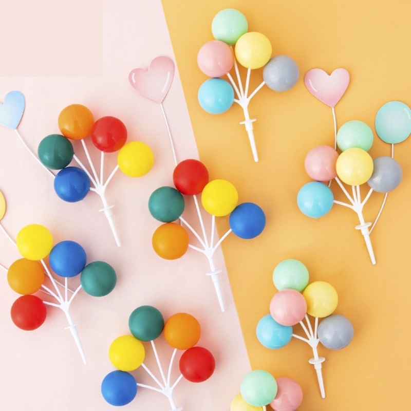 Jual TOPPER KUE BALON BOLA 5 pcs WARNA WARNI / CAKE TOPPER BALLOON BALL ...