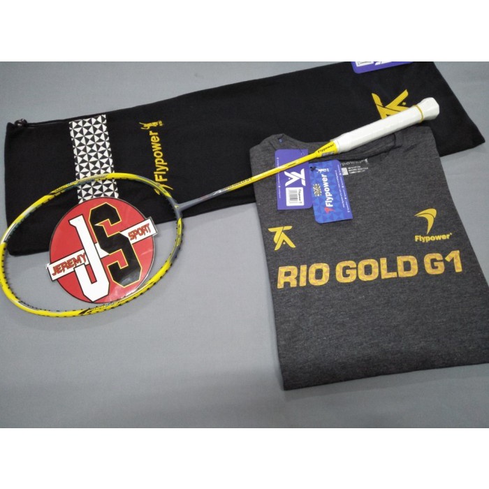 Jual Raket Badminton Flypower Rio Gold G1 Original Bonus Tas Cover dan ...
