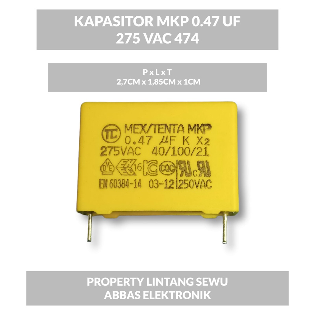 Jual KAPASITOR CAPASITOR MKP 0.47 UF 275 VAC 474 275V 0.47 MIKRO 470Nano 470 Nano | Shopee Indonesia
