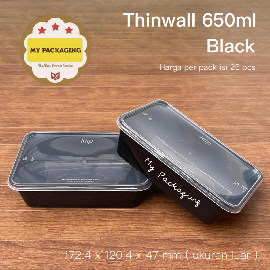 Jual THINWALL FOOD CONTAINER 650ml HITAM LUNCHBOX BLACK - 25pcs | Persegi Panjang Rectangular ...