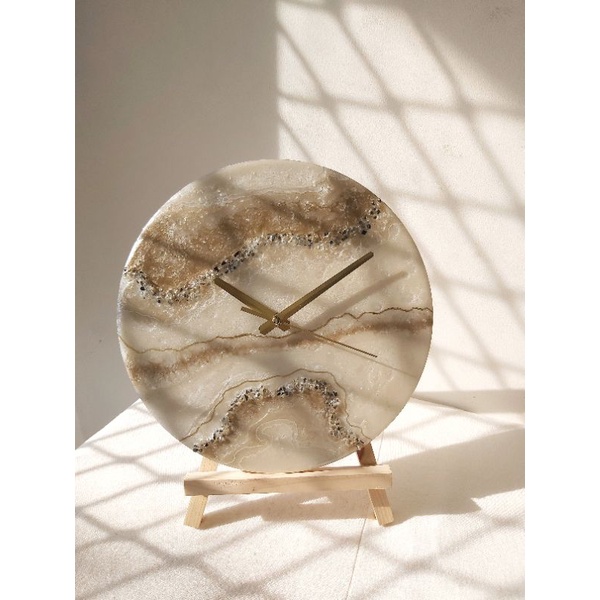Jual Jam Dinding resin geode art gold handmade 30cm sweep hands ...