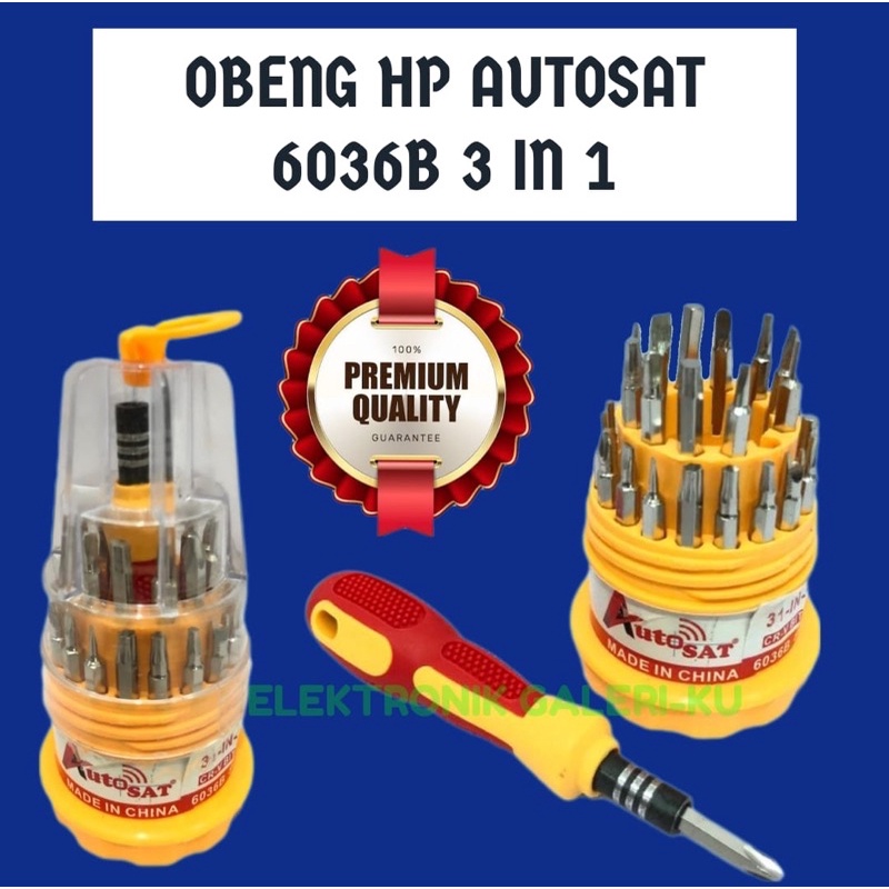 Jual OBENG HP OBENG JAM TANGAN TOOL SET AUTOSAT 6036B 3 IN 1 | Shopee ...