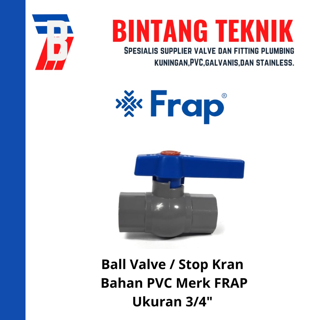 Jual Ball Valve / Stop Kran 3/4" inch PVC Frap | Shopee Indonesia