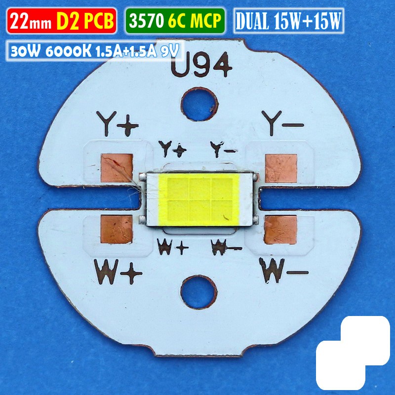 Jual Led Sorot Spotlight MCP D2 3570 22mm 30W 6C Dual Putih Putih LED ...