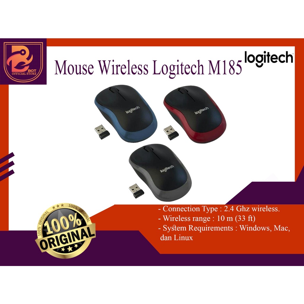 Jual LOGITECH WIRELESS MOUSE M185 ORIGINAL 100% / M 185 Garansi Resmi ...
