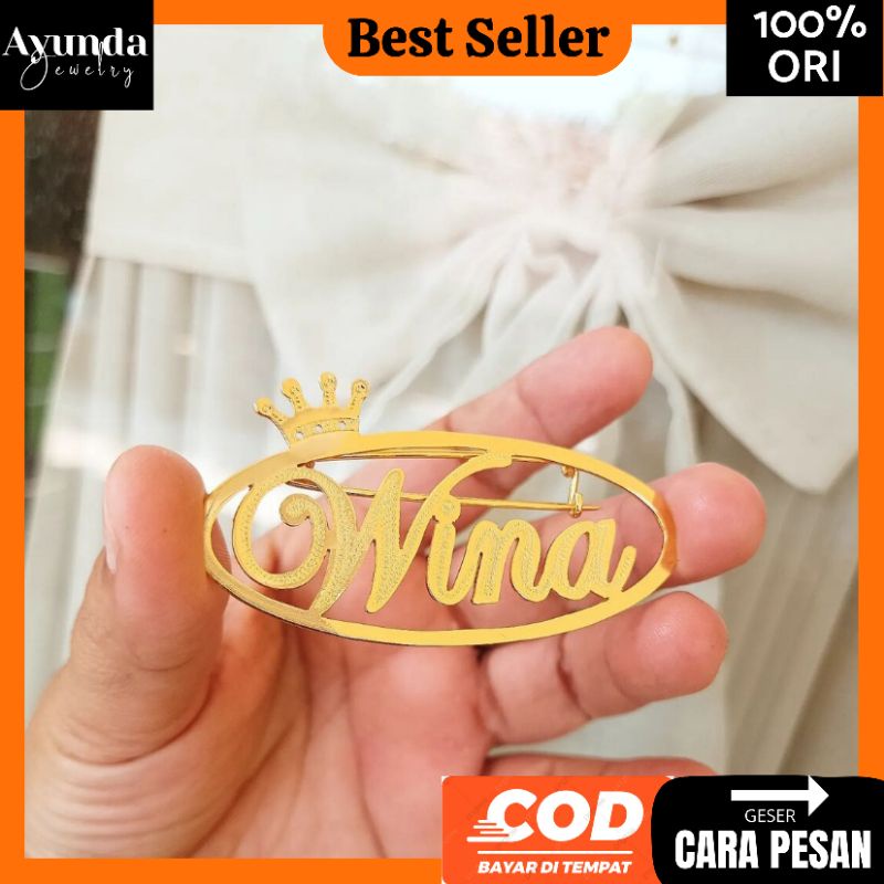 Jual Bros Nama custom lapis emas Bros kuningan Bros hijab Bros custom ... Jual Bros Nama custom lapis emas Bros kuningan Bros hijab Bros custom ...