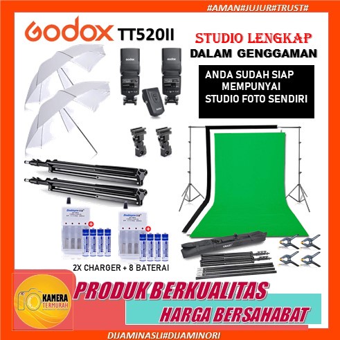 Jual Paket Lengkap Studio Payung 33inch +Godox TT520 Flash + Studio ...