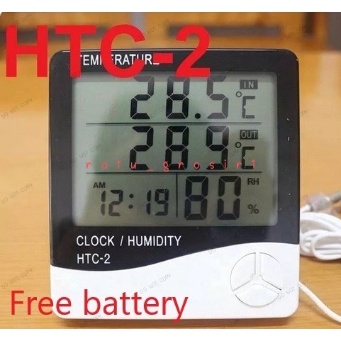 Jual HTC-2 Thermometer Suhu Hygrometer Clock Temperature Humidity HTC-2 ...