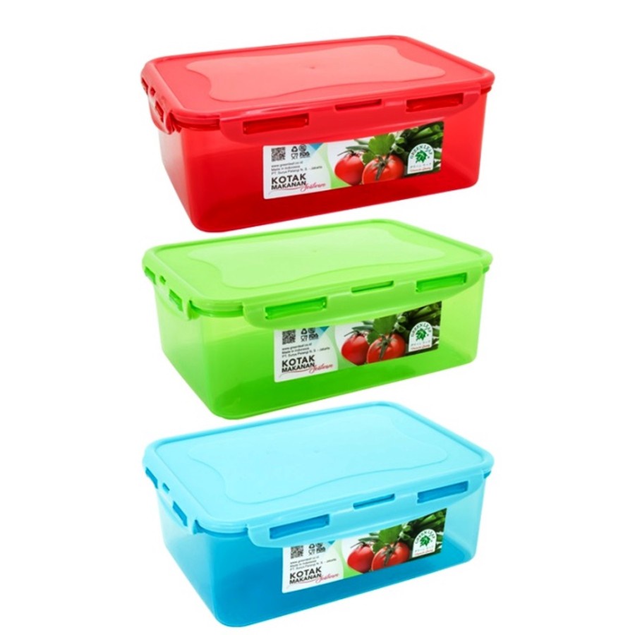 Jual Kotak Makan 3 Liter Green Leaf 7264 Box Container Daging Sayur ...