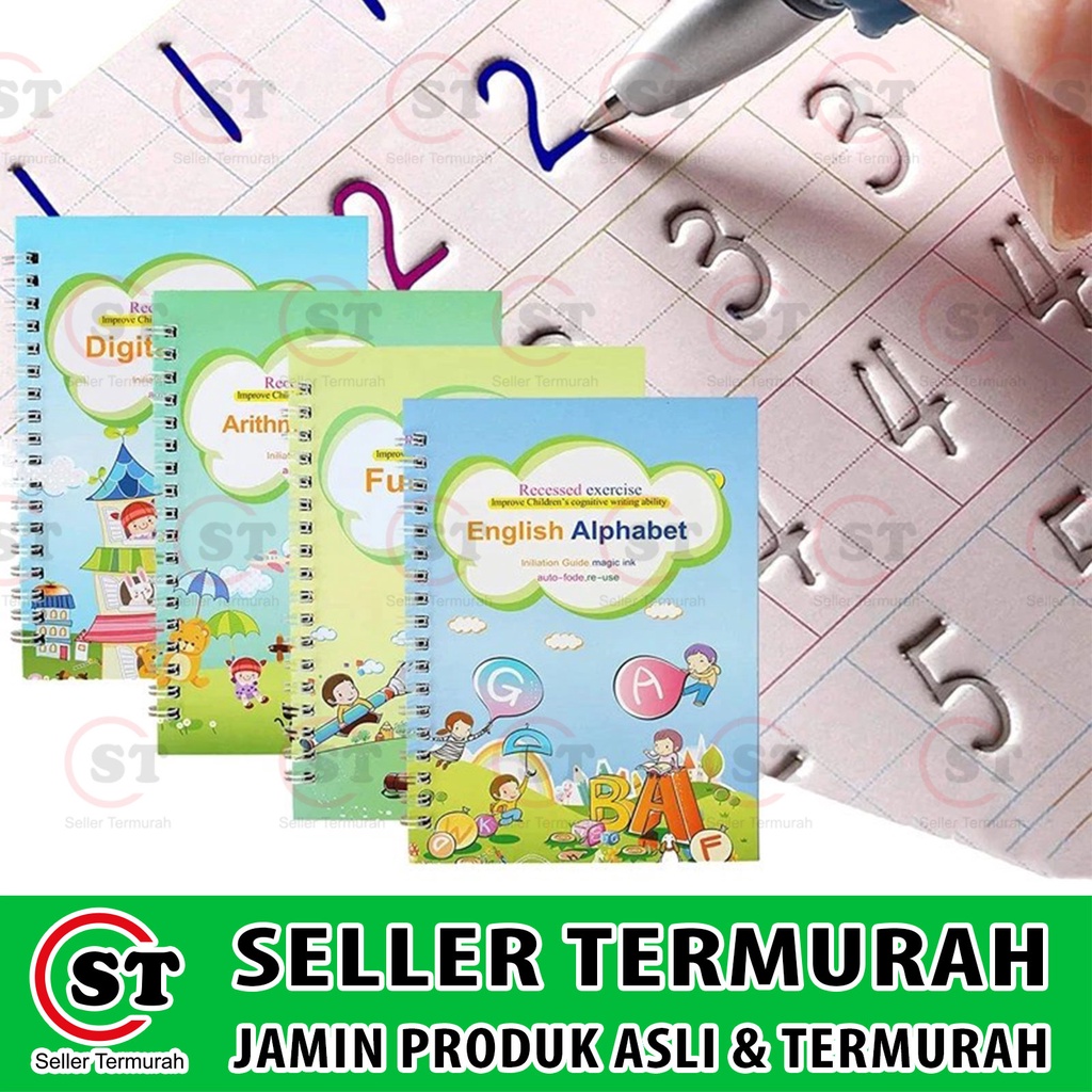 Jual 1set 4 Buku Magic Pratice Book Buku Anak Belajar Menulis Buku 3D ...