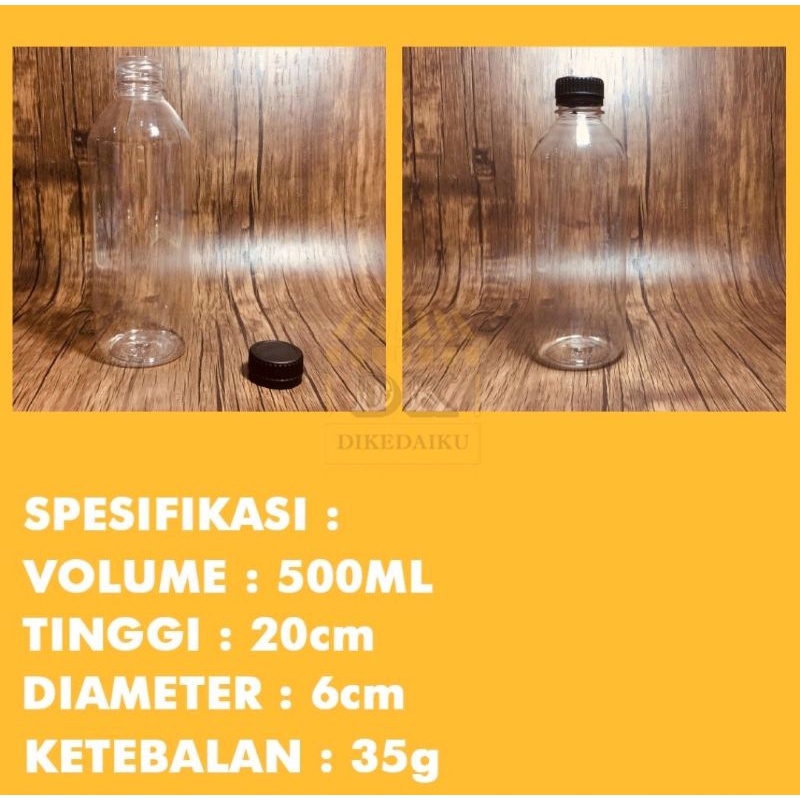 Jual Botol Plastik 500ML TEBAL / BOTOL PLASTIK 500 ML 35gram / BOTOL SOLID 500 ML PLASTIK 35g ...
