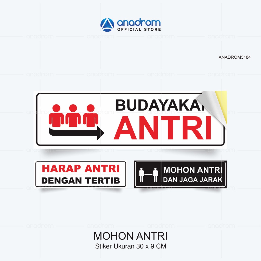 Jual Stiker Mohon Antri I Size 30x9 Cm I Anadrom 3184 | Shopee Indonesia